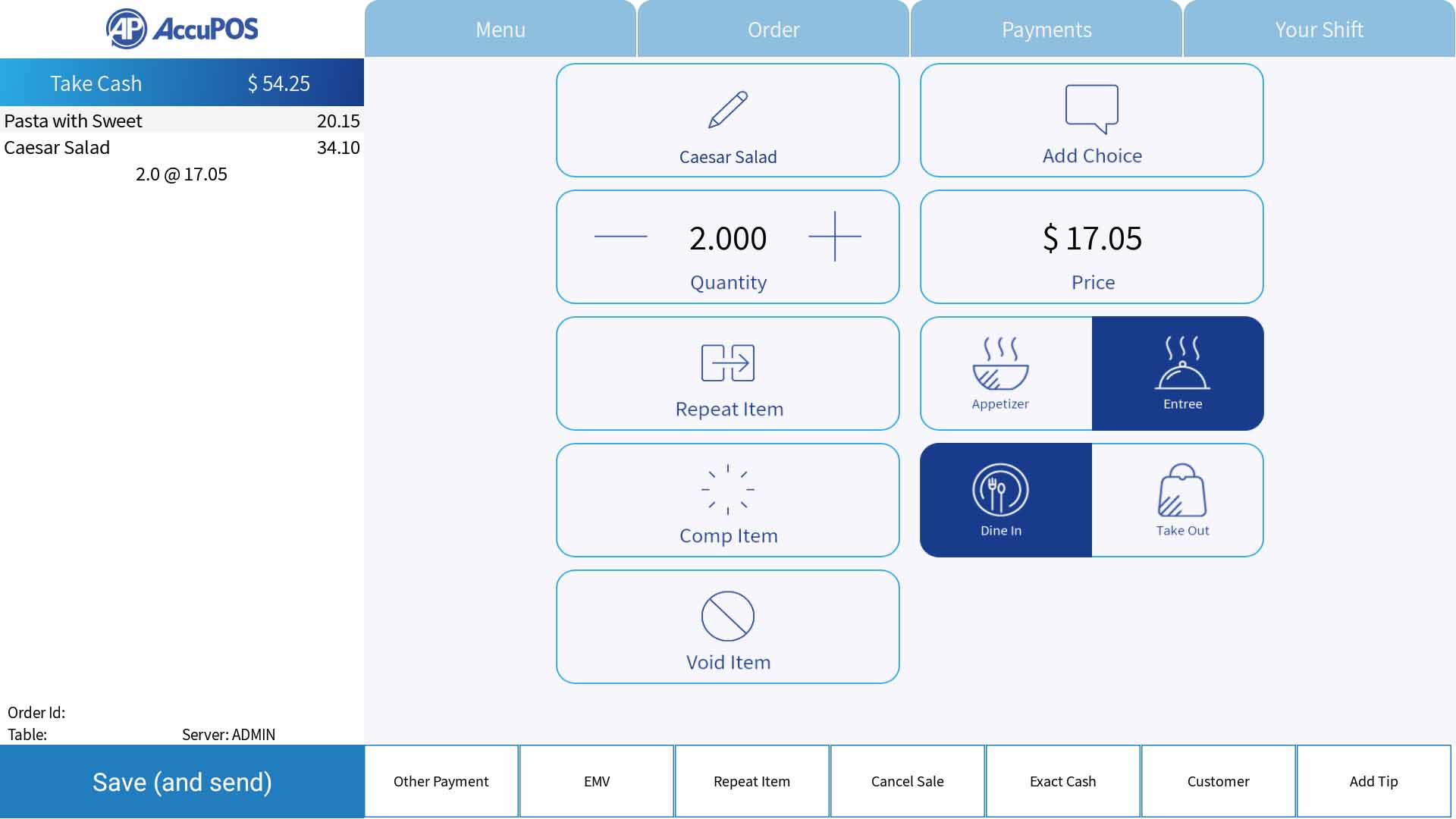 Food Service General Demo — AccuPOS Point of Sale